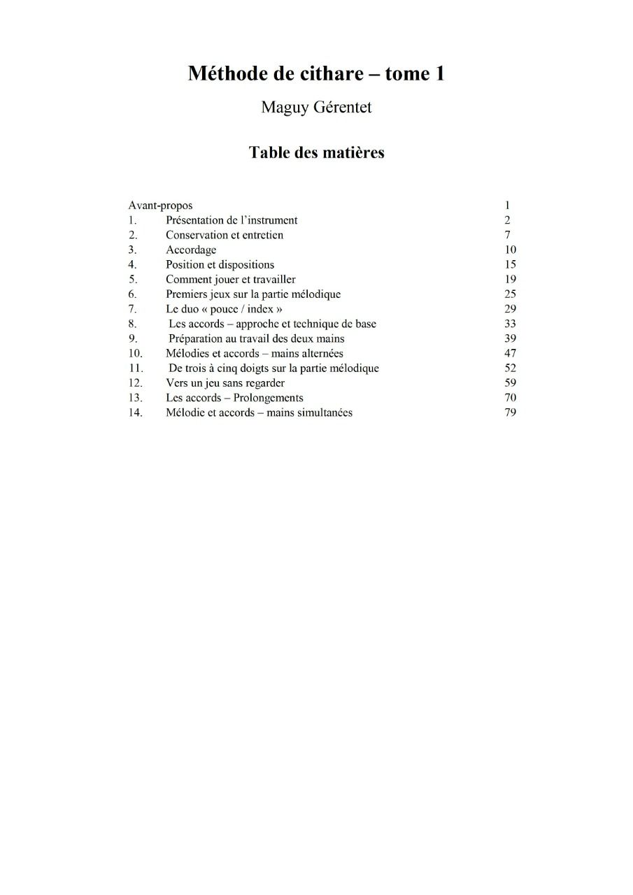 Méthode de cithare à accords - Tome 1 - Laboutiqueducithariste